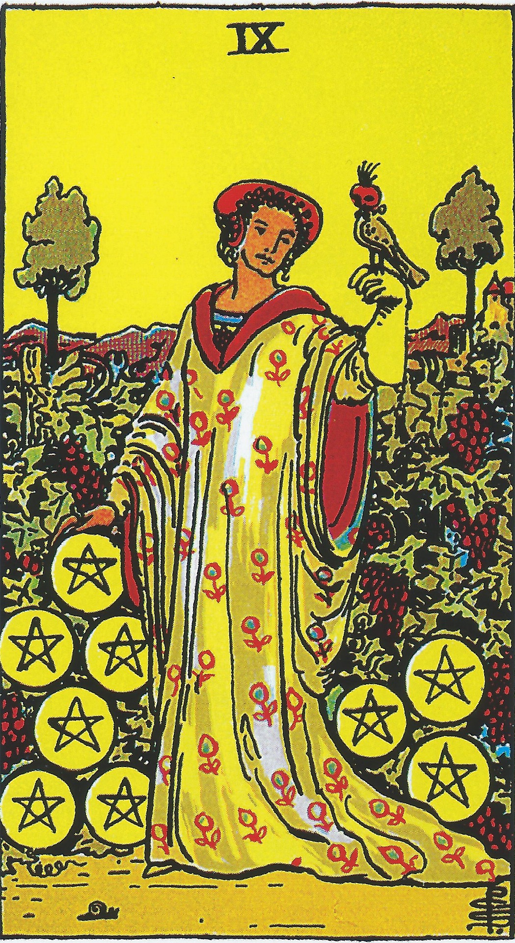 Nine of Pentacles Tarot Card Meaning - Love, Career & Reversed ...